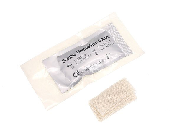 Soluble hemostatic gauze